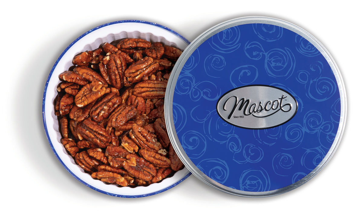 12 oz. Glazed Pecans Tin – Mascot Pecan